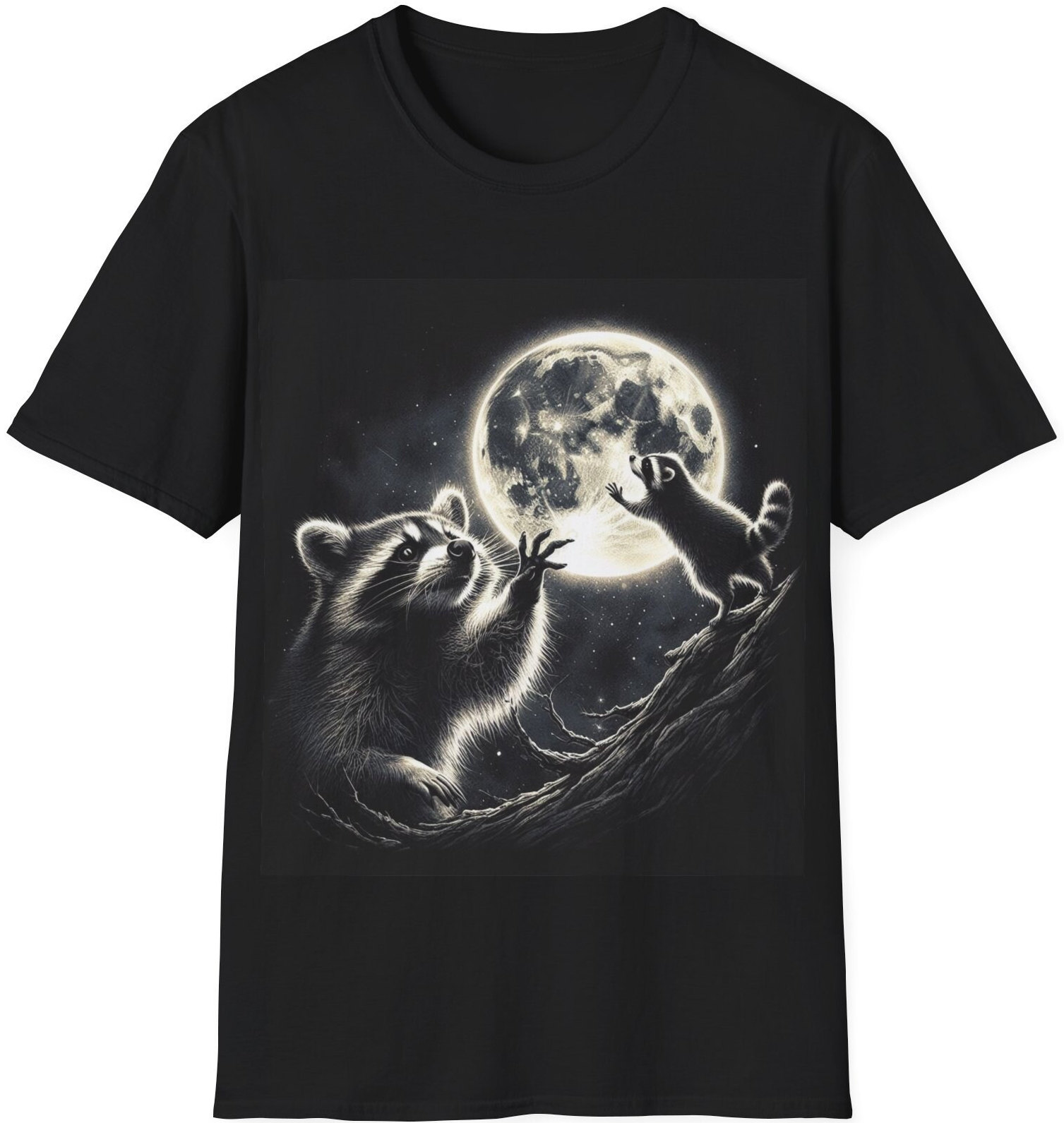 Raccoon T-shirt, Raccoon Moon Tshirt, Raccoon Graphic Tee, Raccoon ...