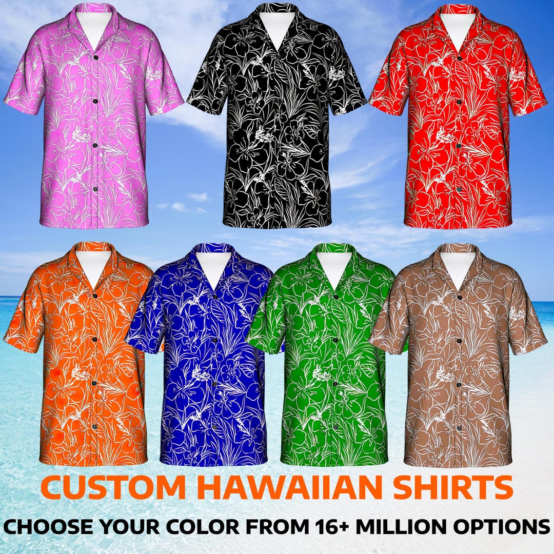Custom Color Hibiscus Pattern Hawaiian Shirt, Personalised Color ...