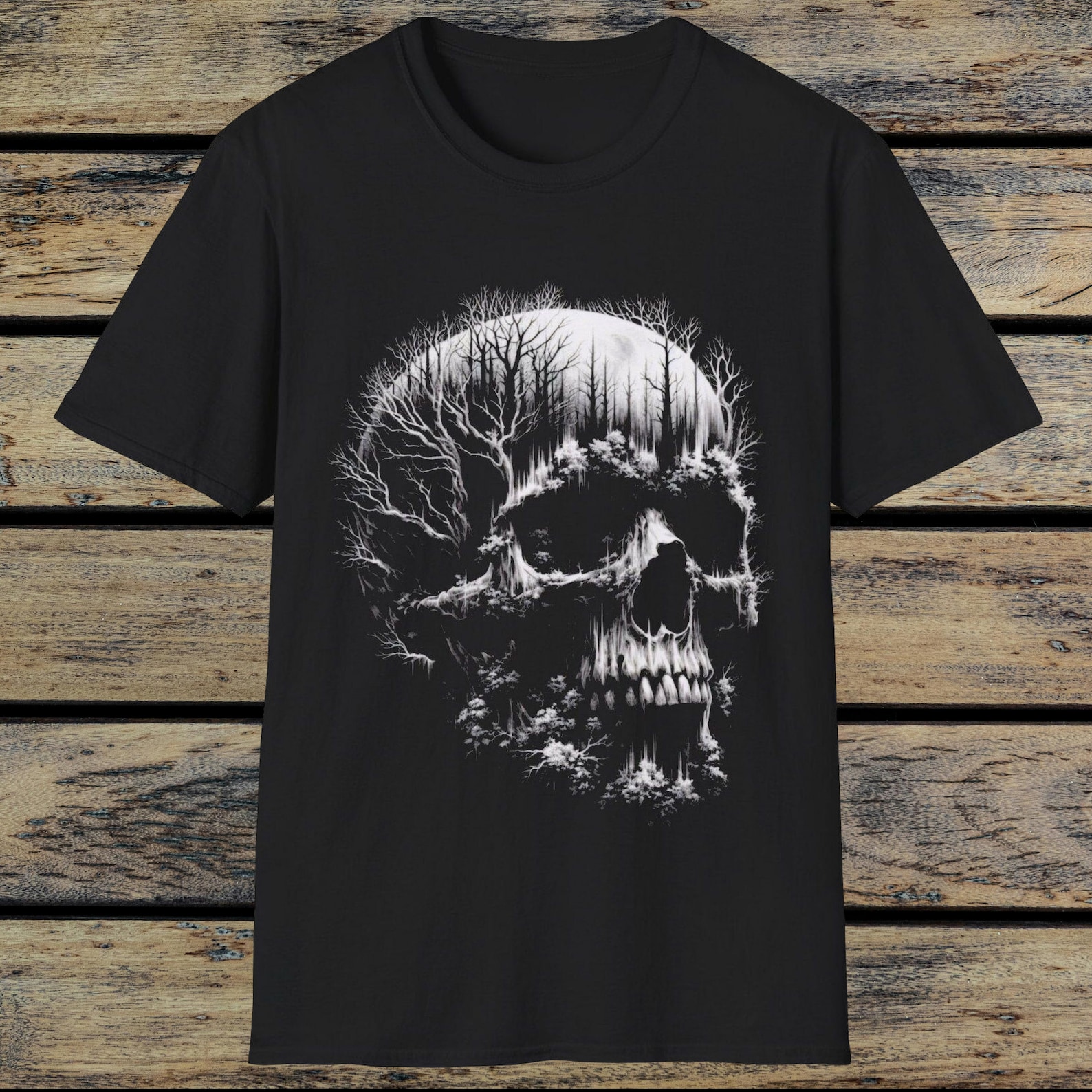Skull T-shirt, Skull Graphic Tee, Skull Art T-shirt, Skull Tree Shirt ...