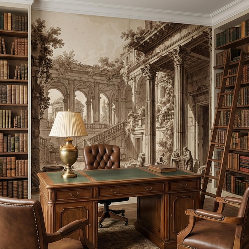 Vintage Roman Ruins Peel and Stick Wall Mural, Classical Architecture ...