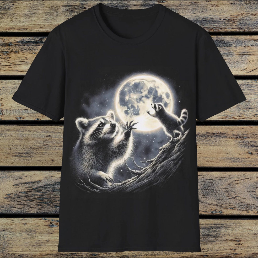 Raccoon T-shirt, Raccoon Moon Tshirt, Raccoon Graphic Tee, Raccoon ...
