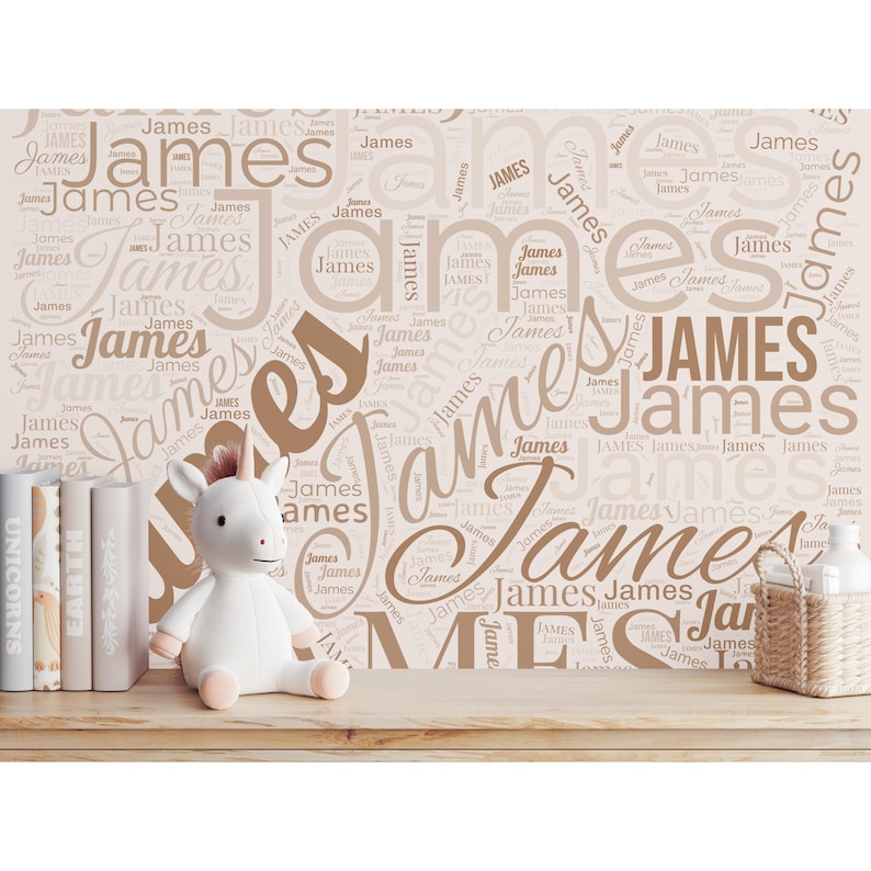 Personalized Baby Name Wallpaper, Custom Large Wall Mural With Child’s ...