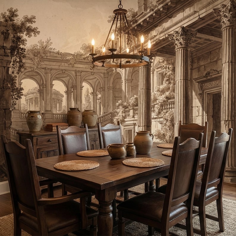 Vintage Roman Ruins Peel and Stick Wall Mural, Classical Architecture ...