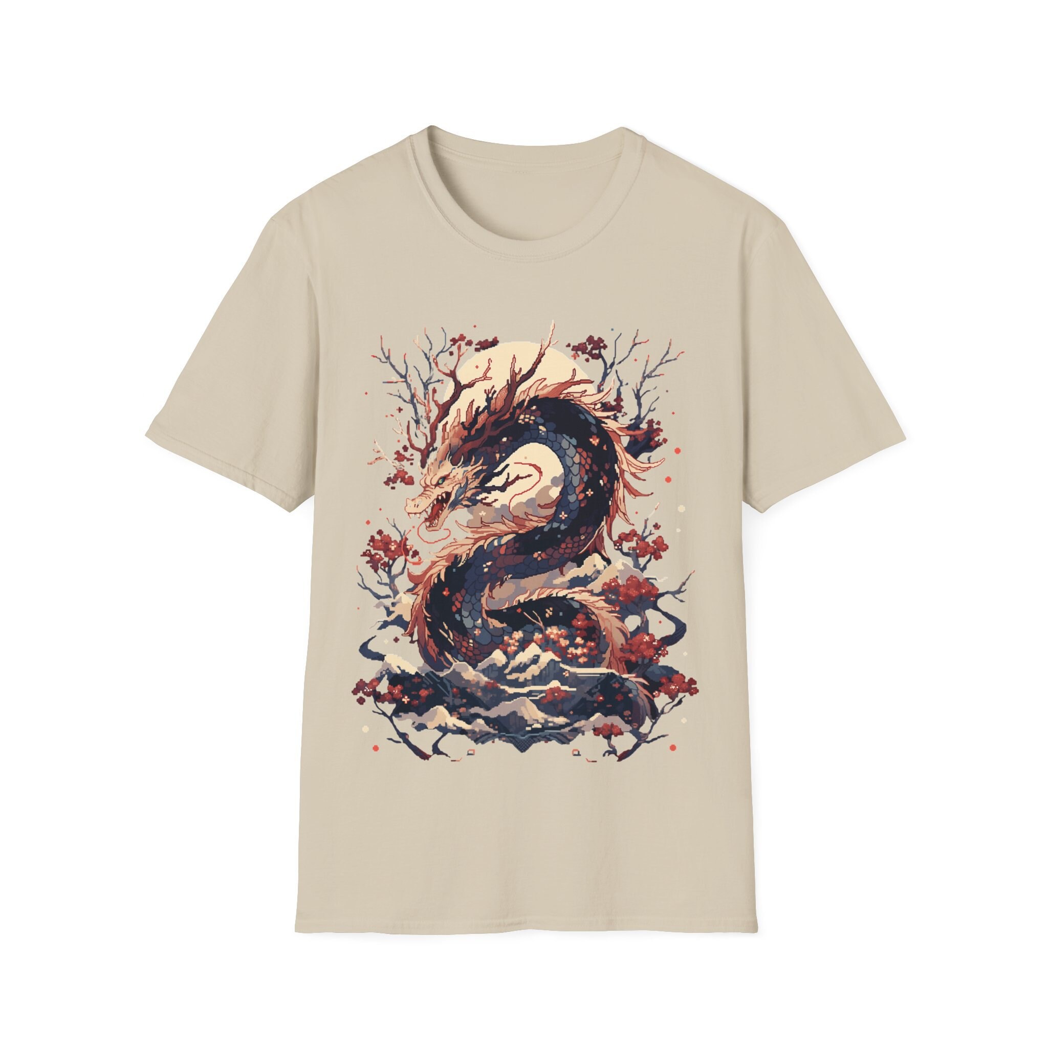 Retro Dragon Floral T-shirt, Mystic Fantasy Dragon Boho T-shirt ...