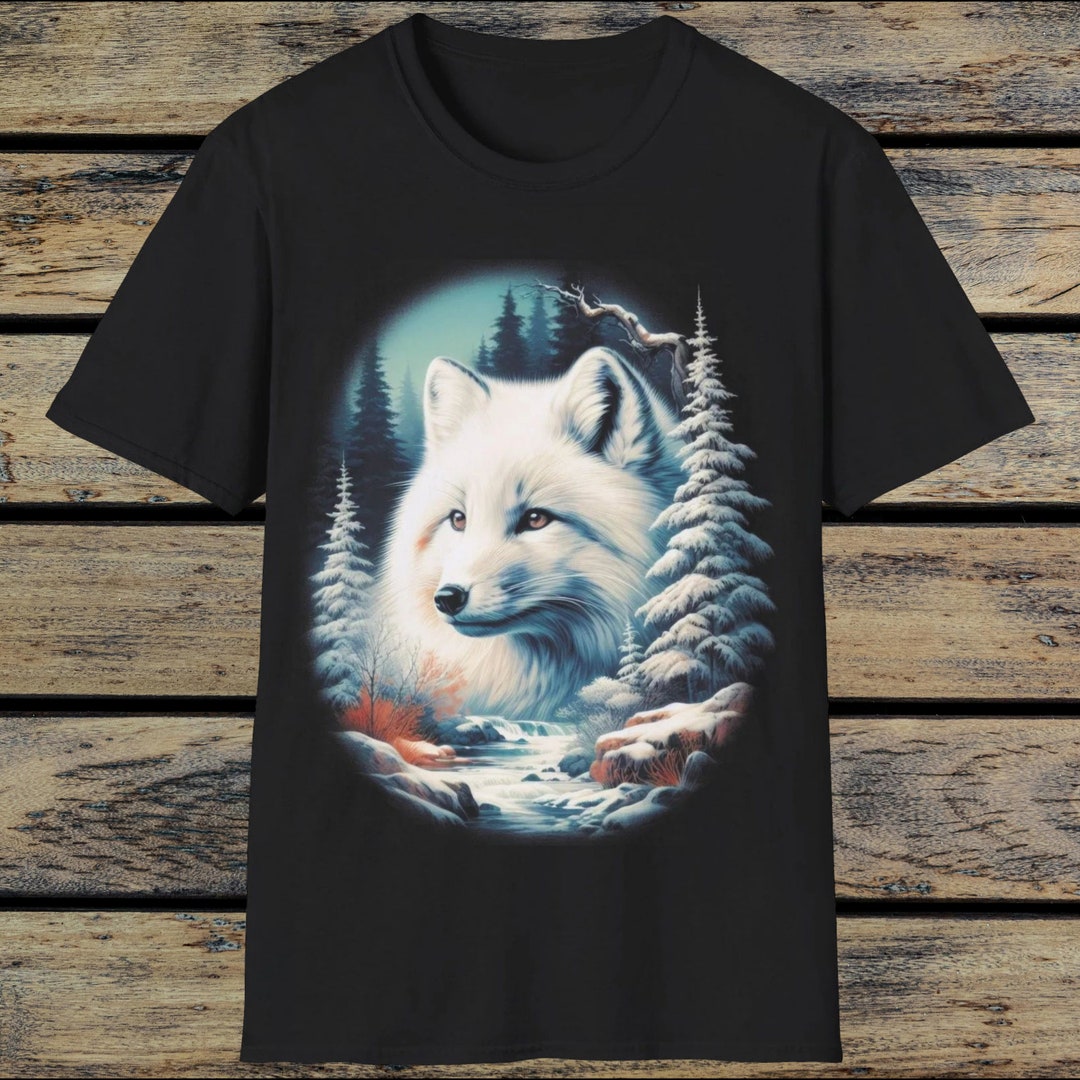 Arctic Fox T-shirt, White Fox T-shirt, Fox Graphic Tee, Winter Fox ...
