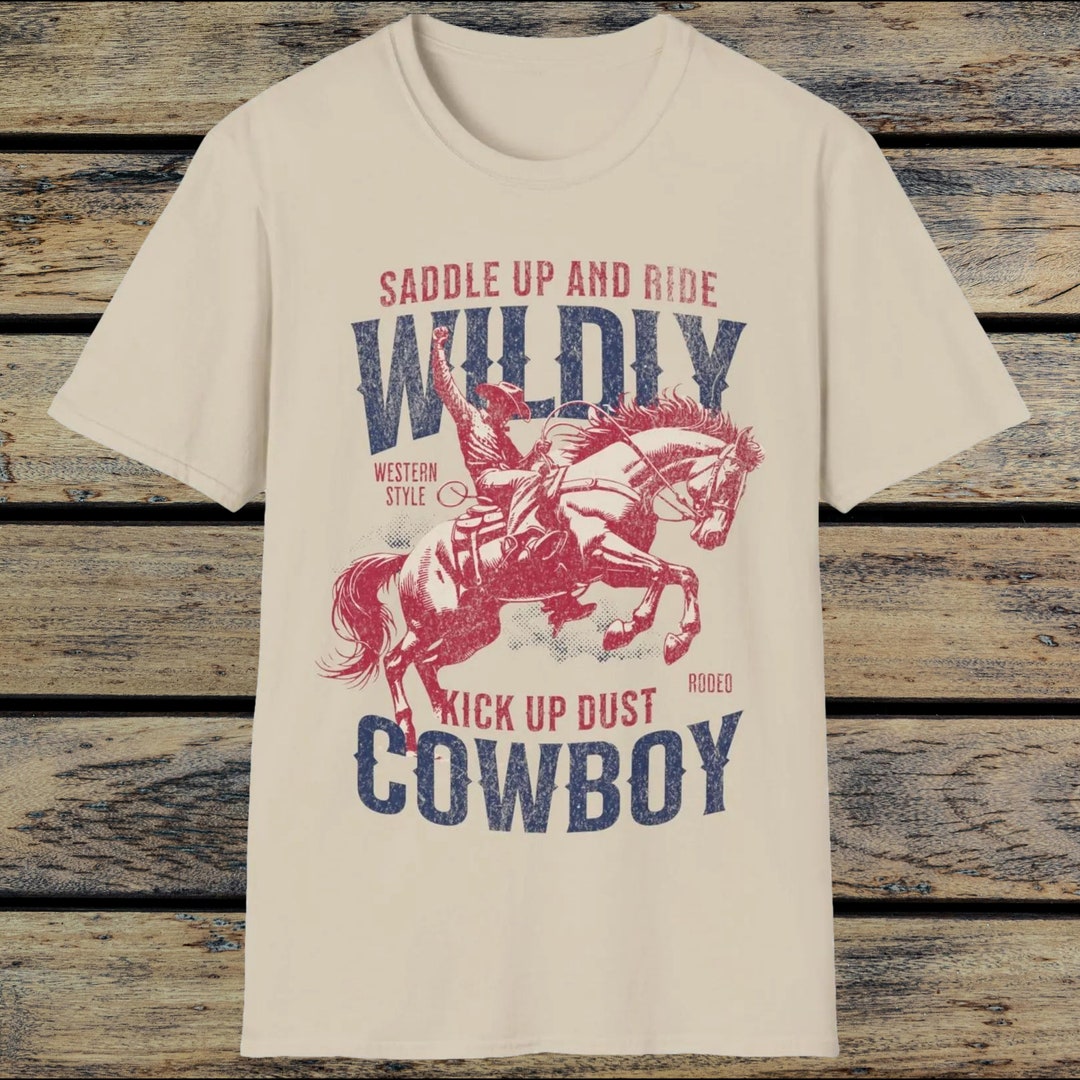 Wildly Rodeo Cowboy T-shirt, Vintage Western Shirt, Rodeo Western Shirt ...