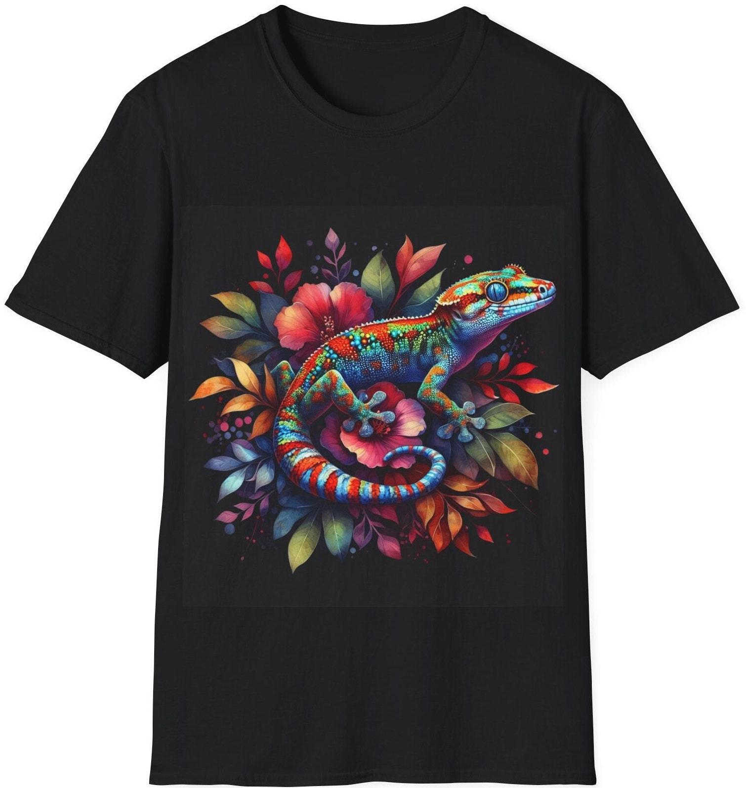 Colorful Gecko T-shirt, Lizard Design Tee, Reptile Shirt, Lizard Gecko ...