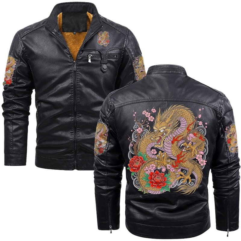 Mens Dragon Leather Coat - Etsy