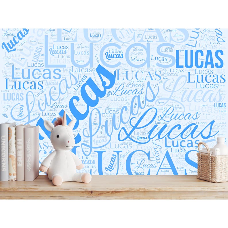Personalized Baby Name Wallpaper, Custom Large Wall Mural With Child’s ...