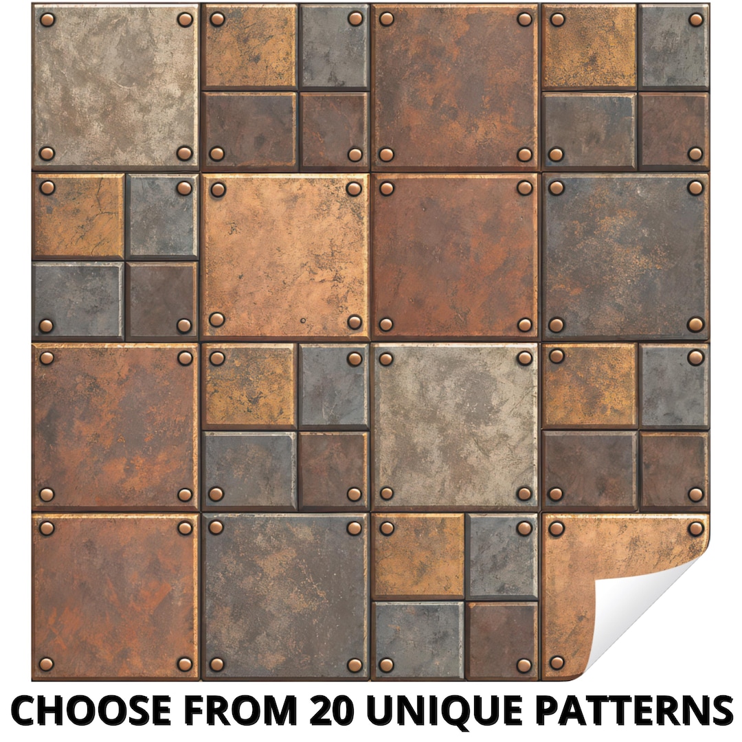 Old Rusty Metal Tiles Peel and Stick Wallpaper, Industrial Vintage Self ...