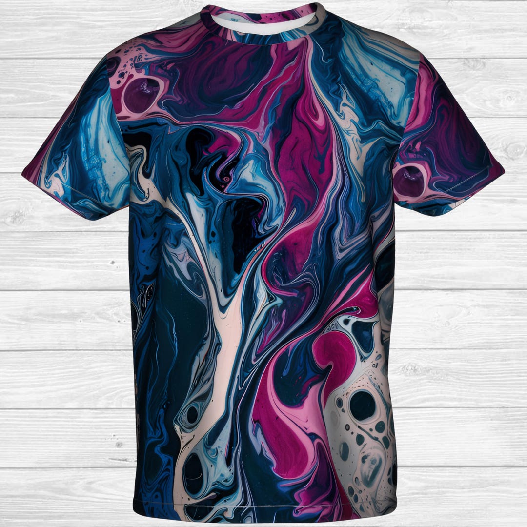 Liquid Marble Colorful Abstract Art 17 All Over Print T-shirt, Marble ...
