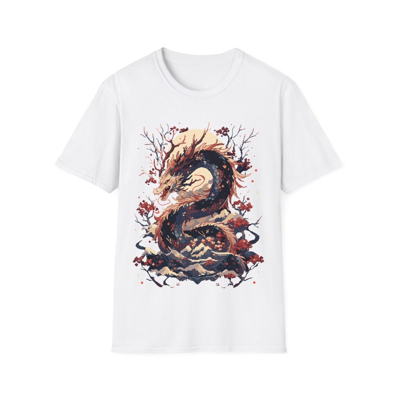 Retro Dragon Floral T-shirt, Mystic Fantasy Dragon Boho T-shirt ...