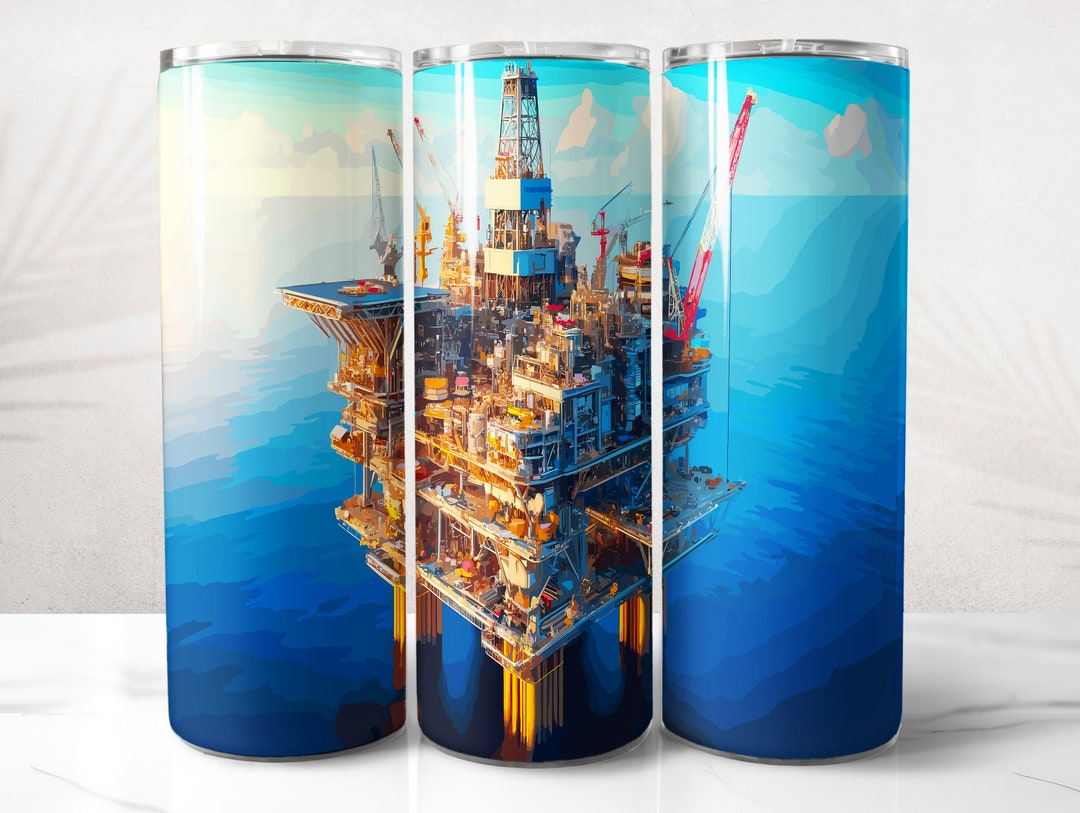 Oil Rig Tumbler Wrap PNG Design, Oil Rig Tumbler Wrap 20 Oz Skinny ...