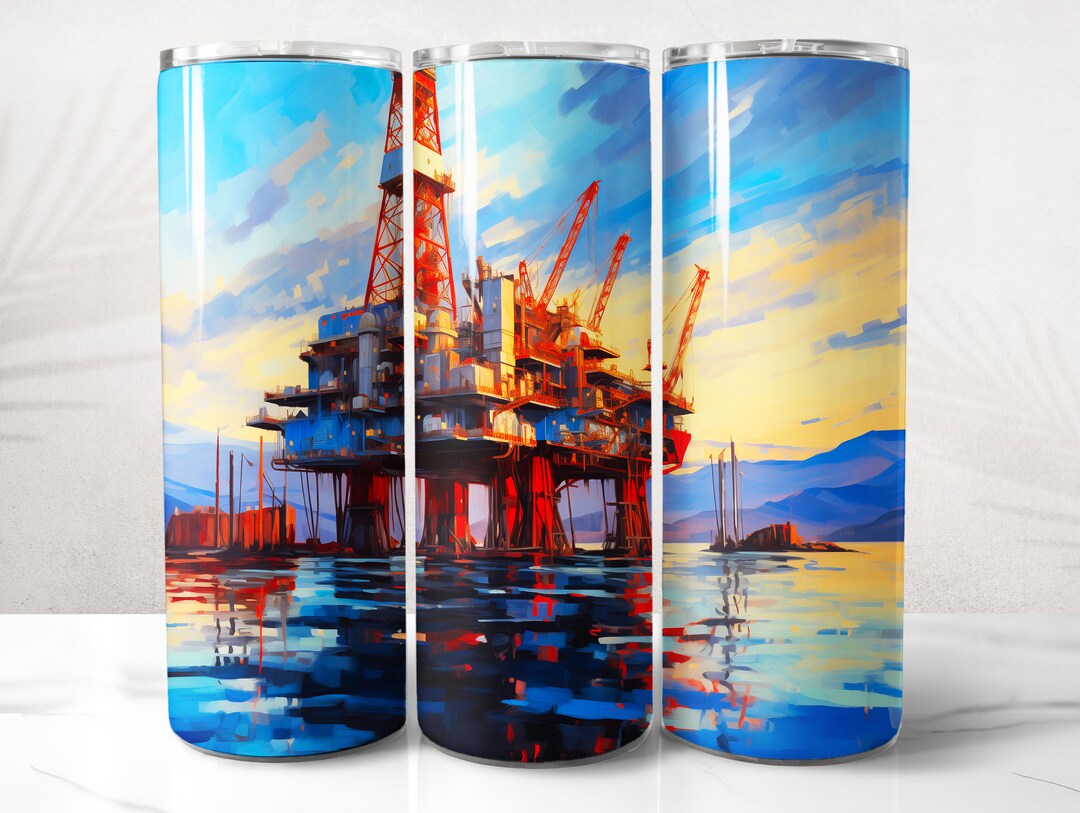 Oil Rig Tumbler Wrap PNG Design, Oil Rig Tumbler Wrap 20 Oz Skinny ...