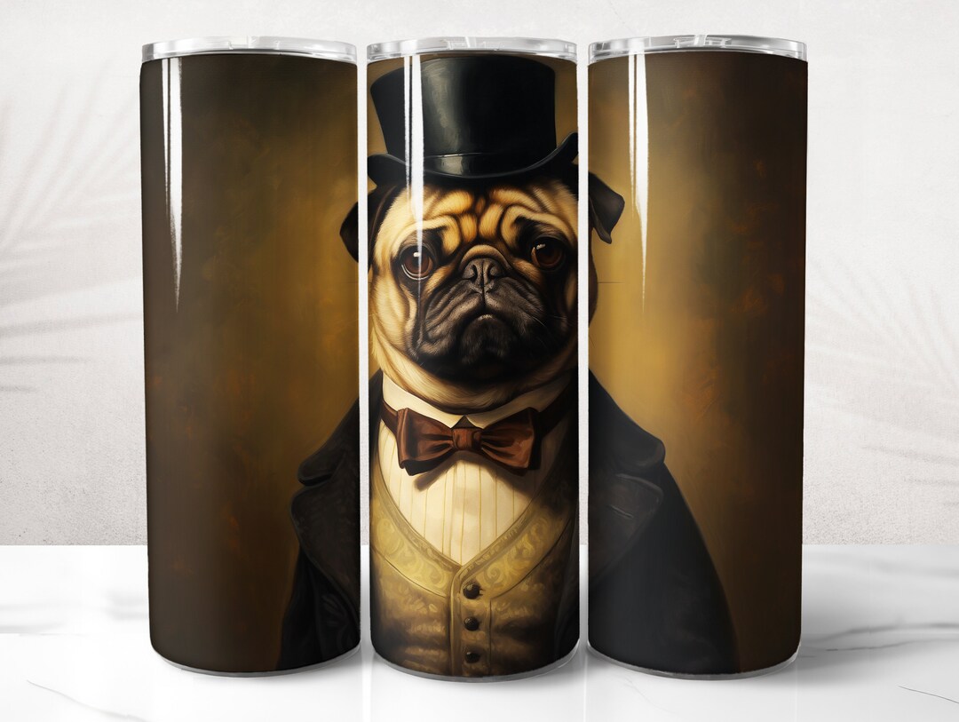 Pug Tumbler Wrap PNG Design, Pug Dog Tumbler Wrap 20 Oz Skinny Tumbler ...