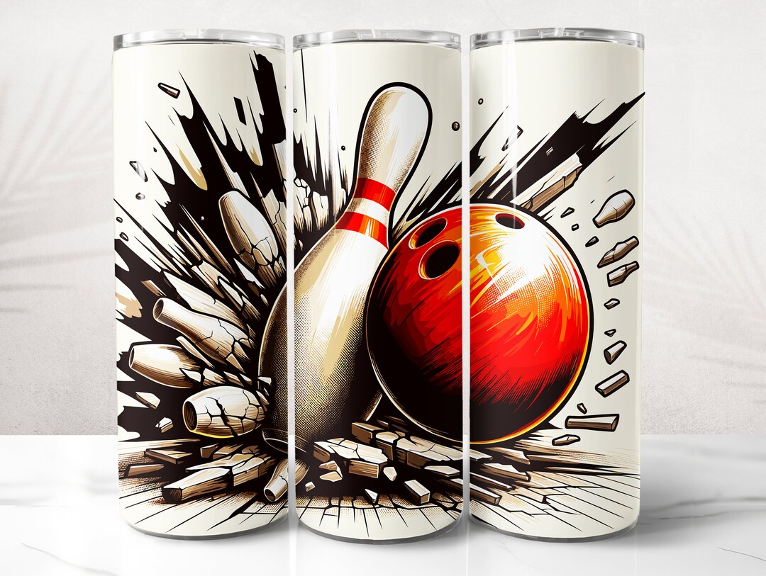 Bowling Tumbler Wrap PNG Design, Bowling Tumbler Wrap 20 Oz Skinny Tumbler Sublimation, Instant ...