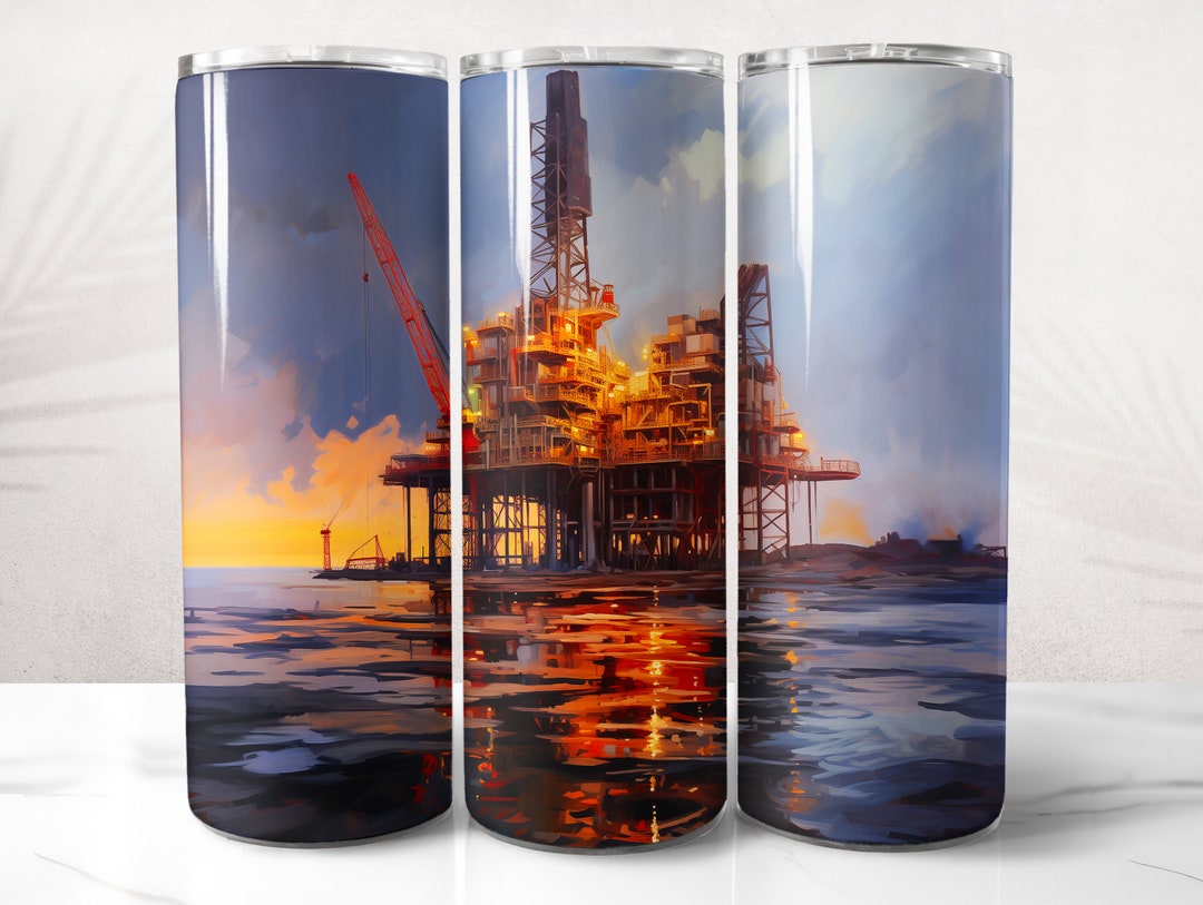 Oil Rig Tumbler Wrap PNG Design, Oil Rig Tumbler Wrap 20 Oz Skinny ...