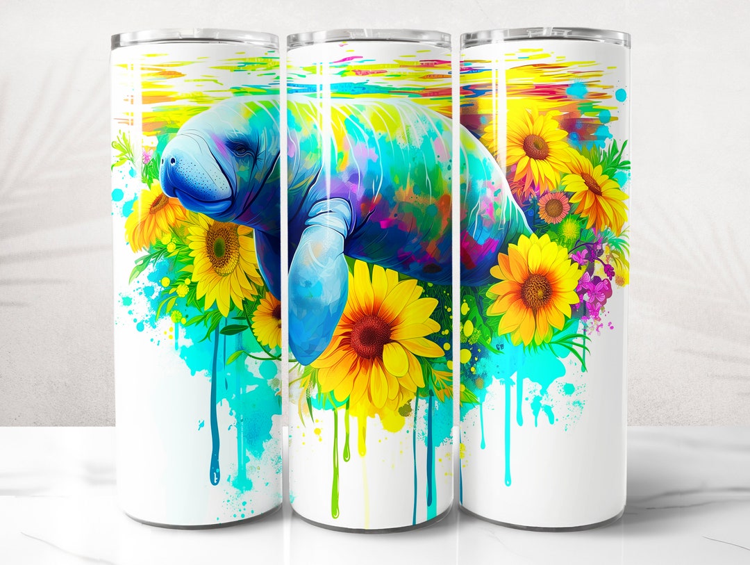 Manatee Tumbler Wrap PNG Design, Manatee Tumbler Wrap 20 Oz Skinny ...