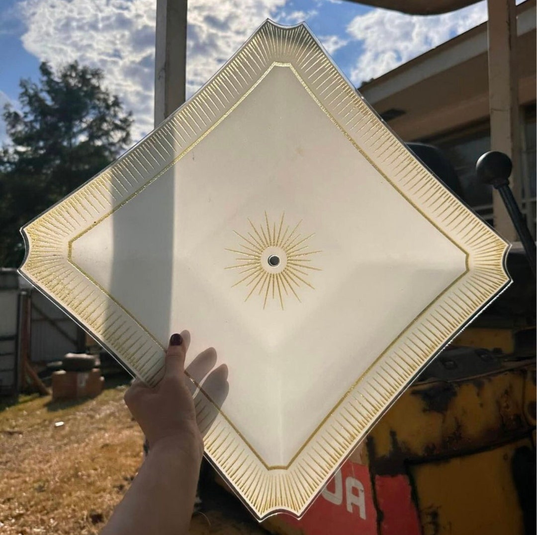 White Gold 70’s Vintage Convex Light Cover - Etsy