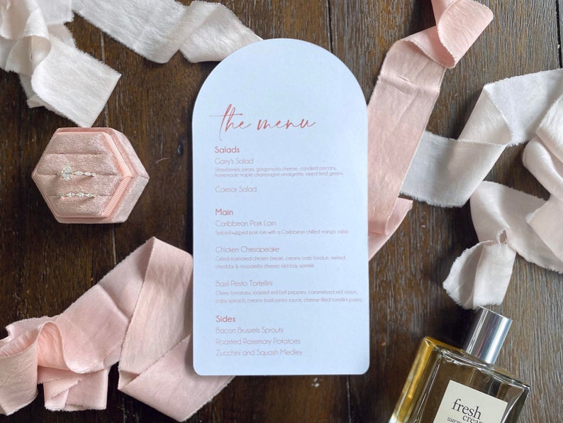 Arch Wedding Menu Printed Menu Card - Etsy