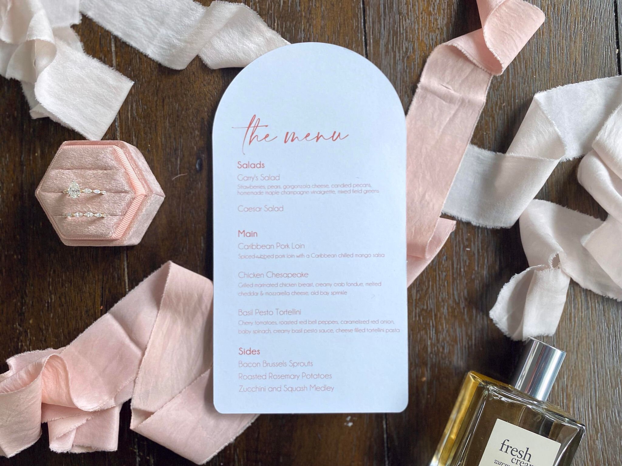 Arch Wedding Menu Printed Menu Card - Etsy