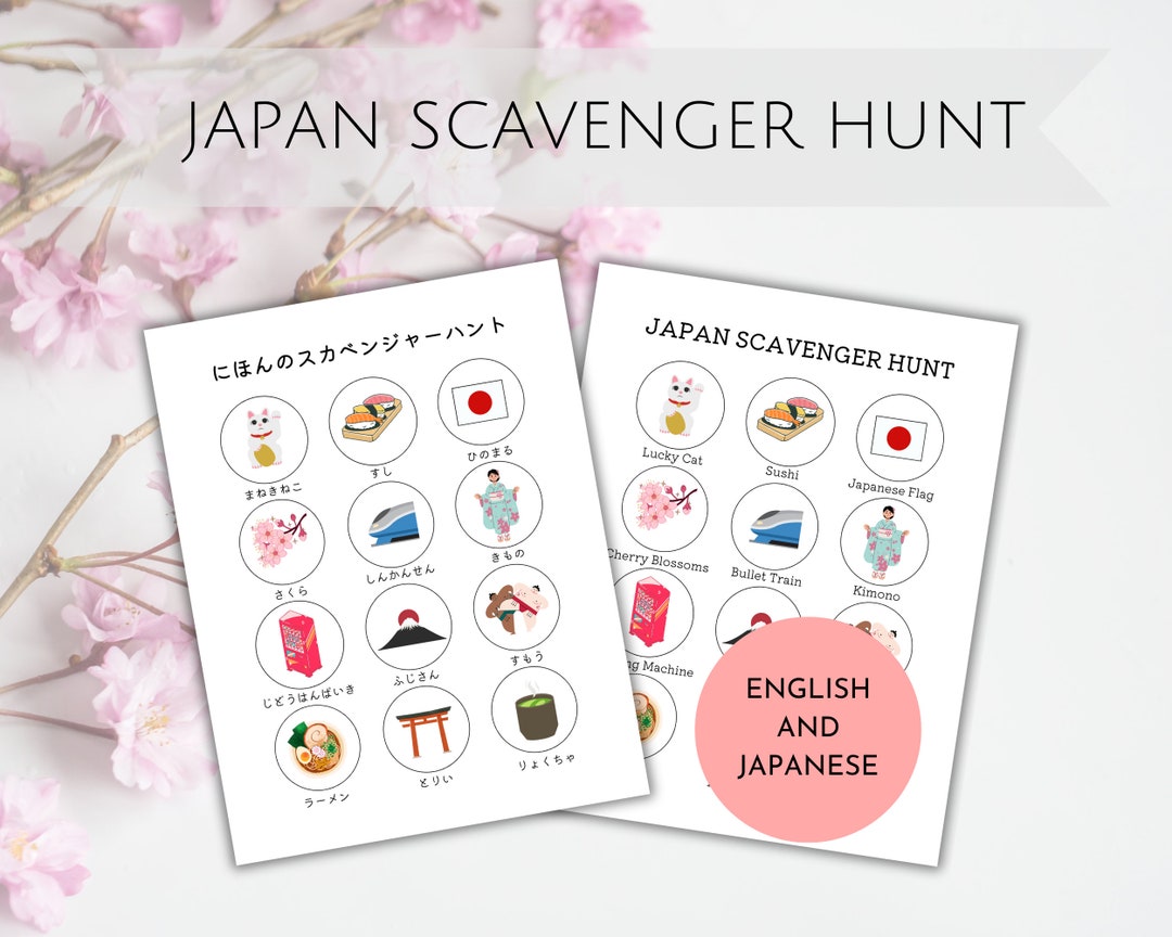 Bilingual Japan Scavenger Hunt in Japanese and English, Tokyo Travel ...