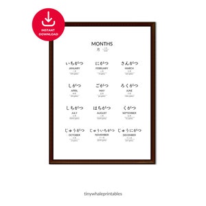 Japanese Month Poster, Months of the Year Chart, Beginner Hiragana ...