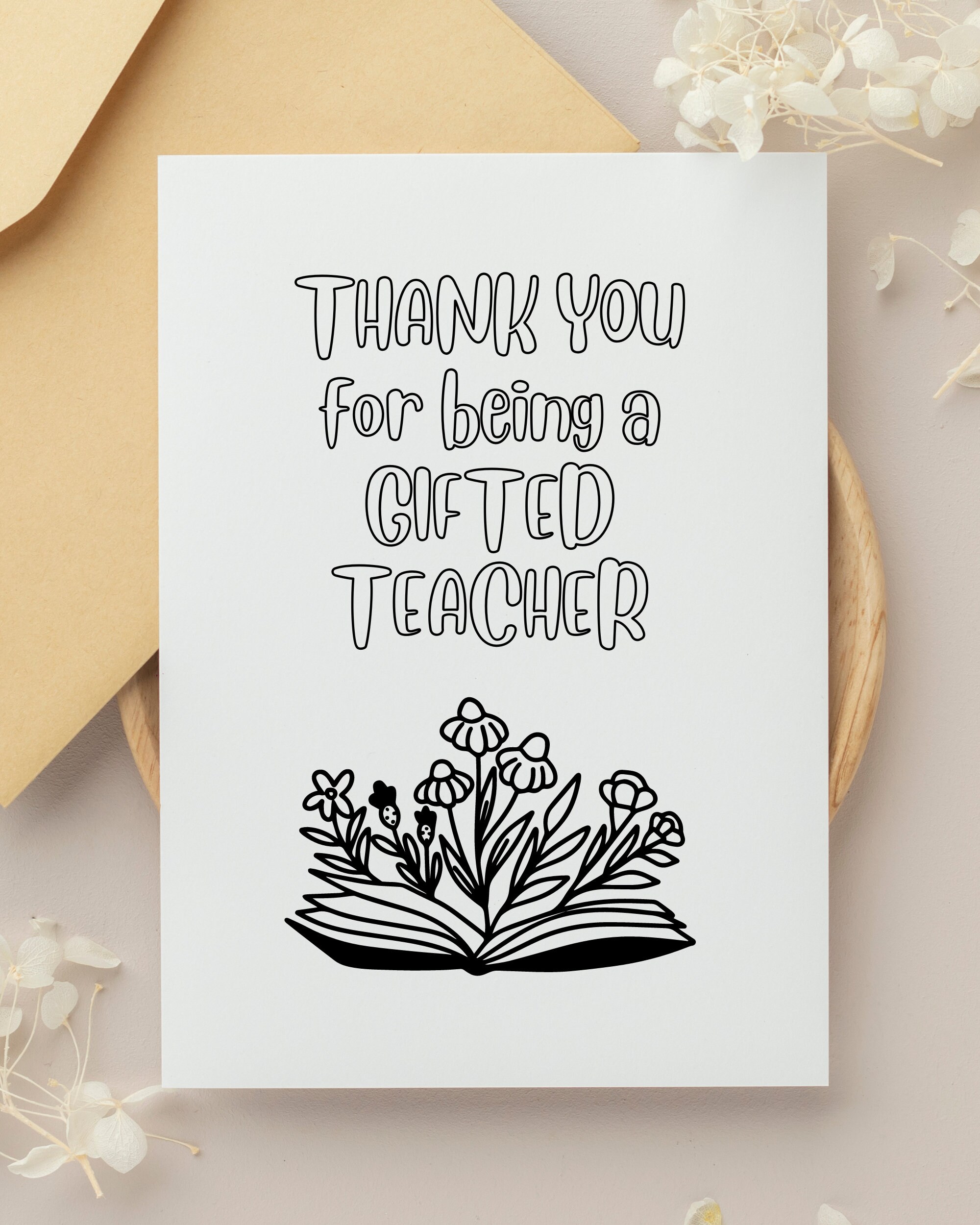 Gifted Teacher Card, Printable Coloring Thank You Card From Student ...