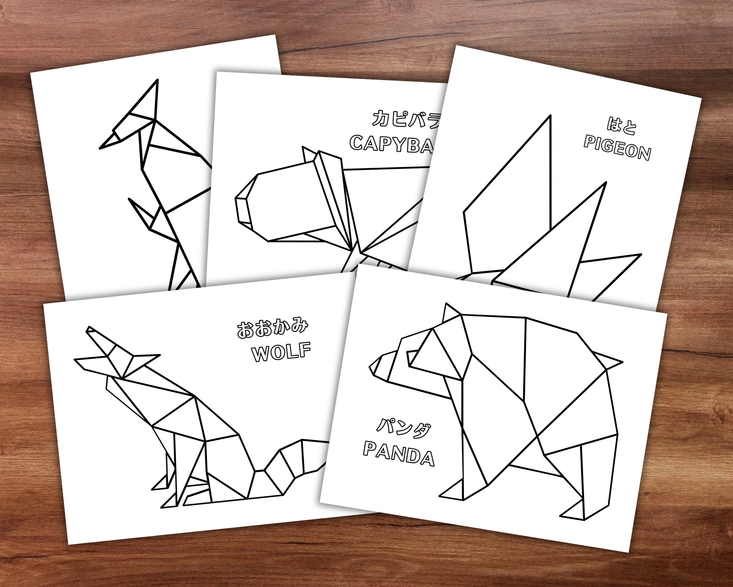 Japanese Coloring Book, Easy Origami Animal Sheet, Bilingual Kid ...