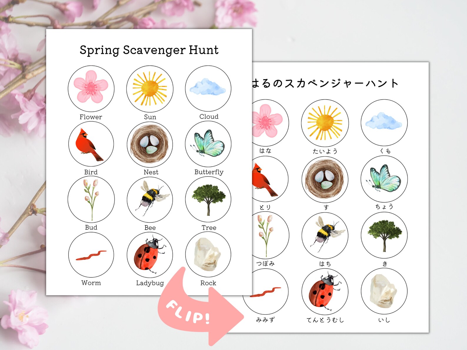 Japanese Spring Nature Scavenger Hunt for Kid, Toddler Preschooler ...