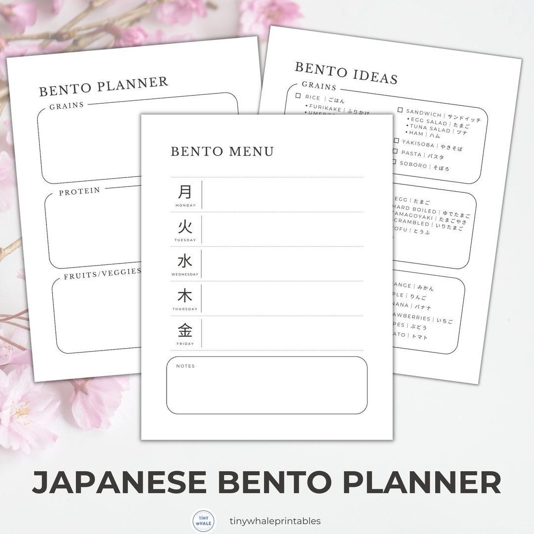 Japanese Bento Ideas Menu Planner Bundle, Traditional Bento, Authentic ...