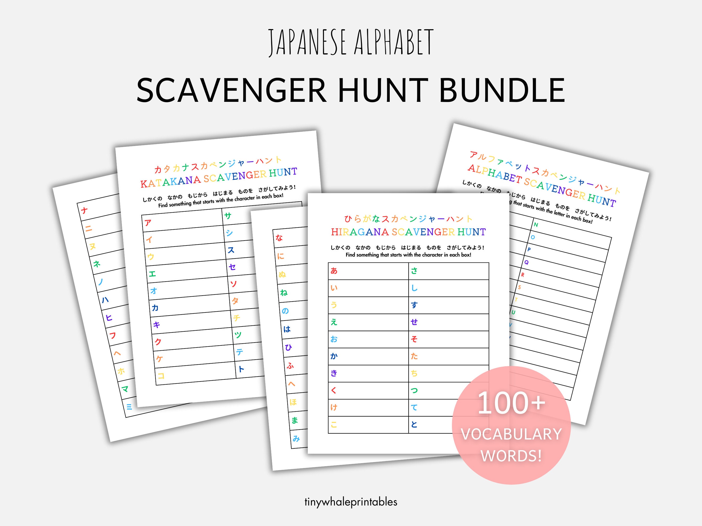 Hiragana Katakana Romaji Practice Game Bundle, Japanese Learning ...