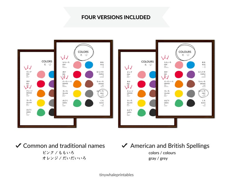 8 Japanese Bilingual Educational Posters, Hiragana Katakana Chart for ...