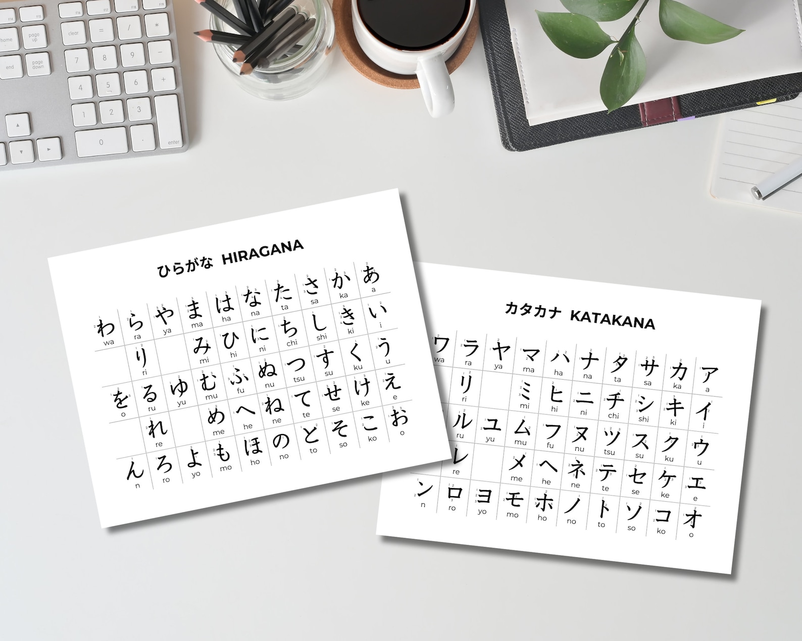 Hiragana and Katakana Basic Charts With Romaji and Stroke Order ...
