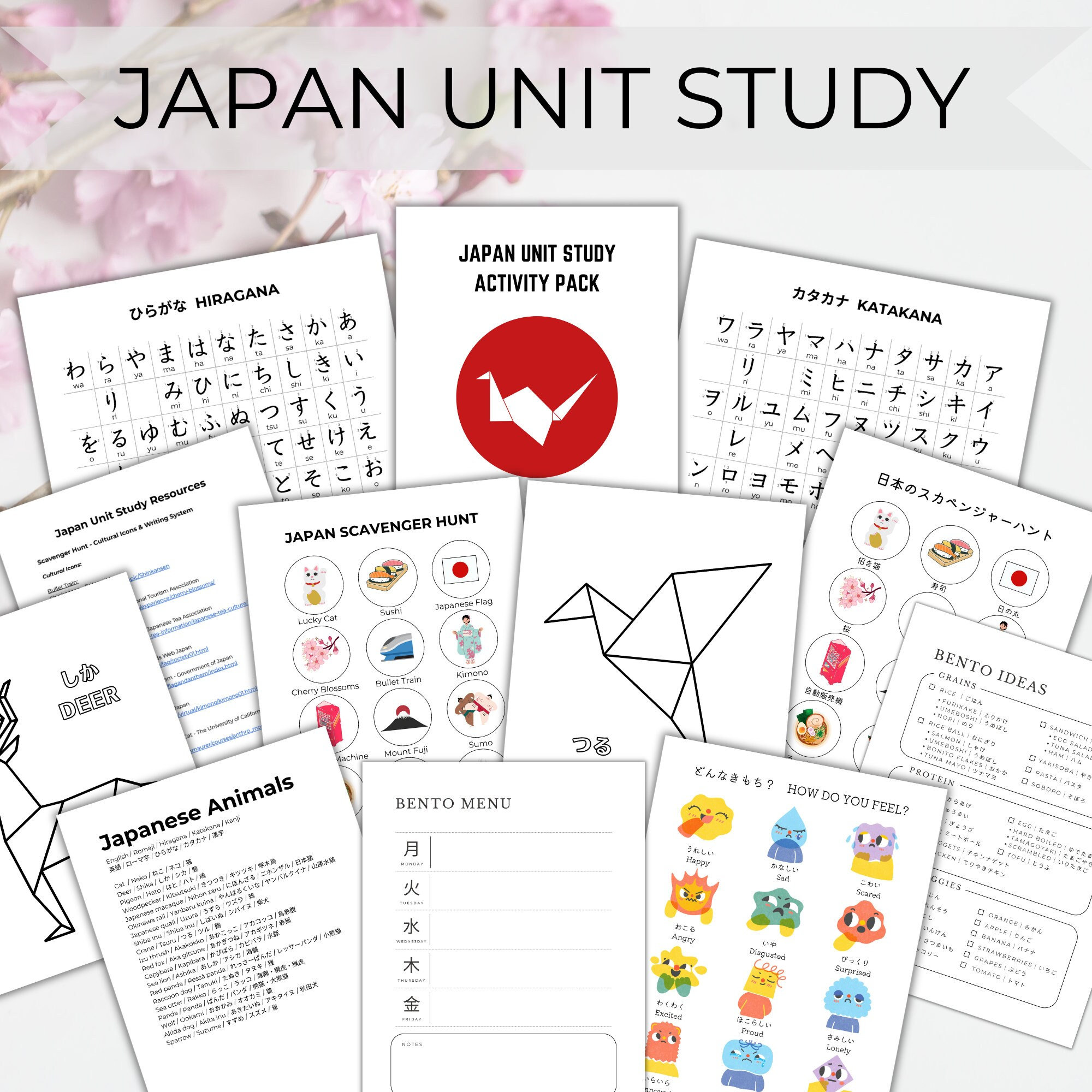 Japan Unit Study Activity Pack for Kid, Country Mini Unit, Homeschool ...