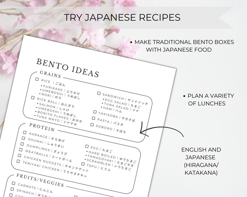 Japanese Bento Ideas Menu Planner Bundle, Traditional Bento, Authentic ...