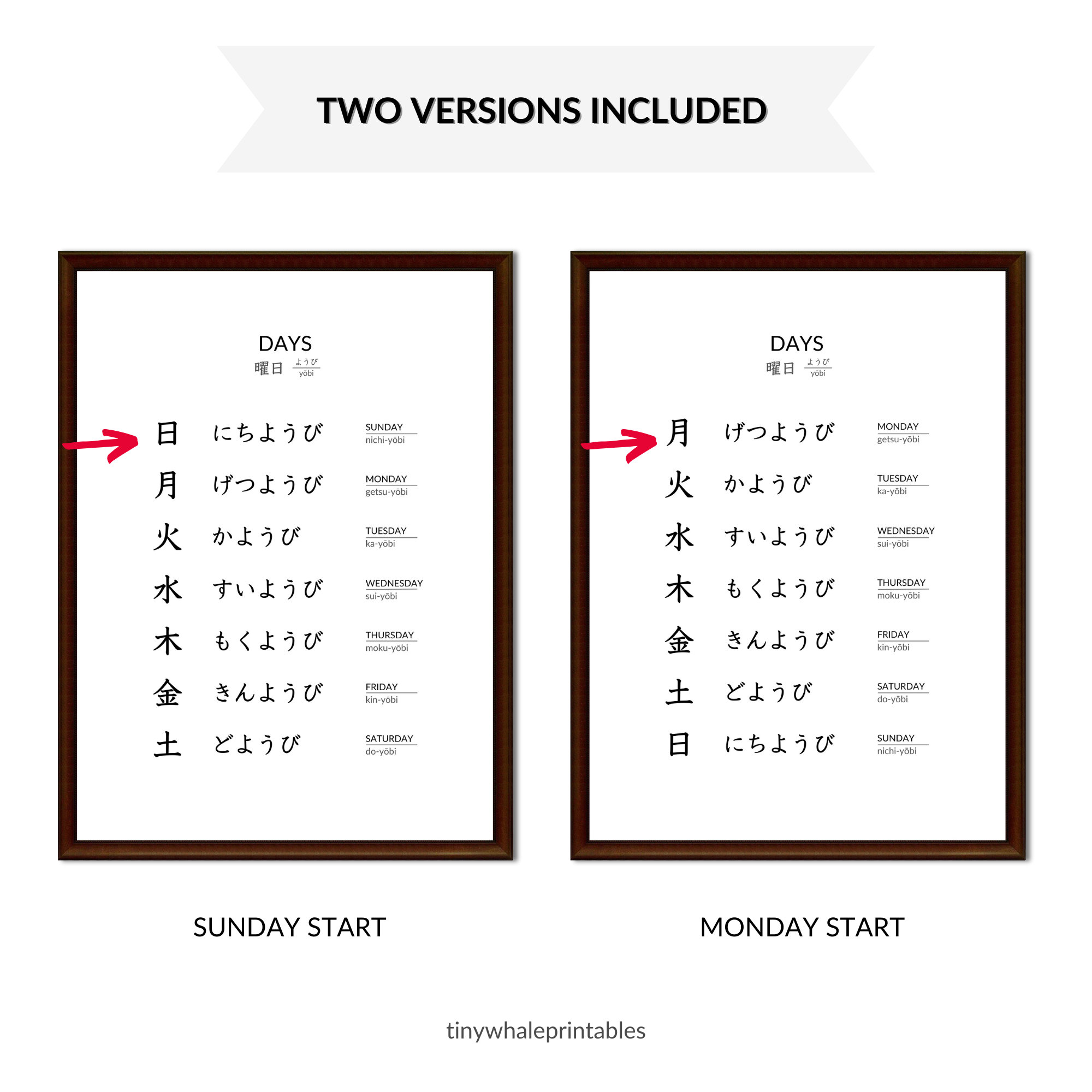 8 Japanese Bilingual Educational Posters, Hiragana Katakana Chart for ...