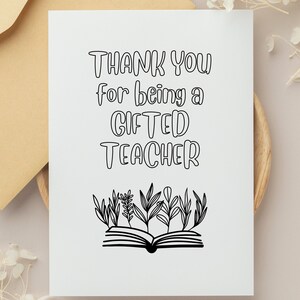 Printable Teacher Thank You Card, Coloring Card From Gifted & Talented ...