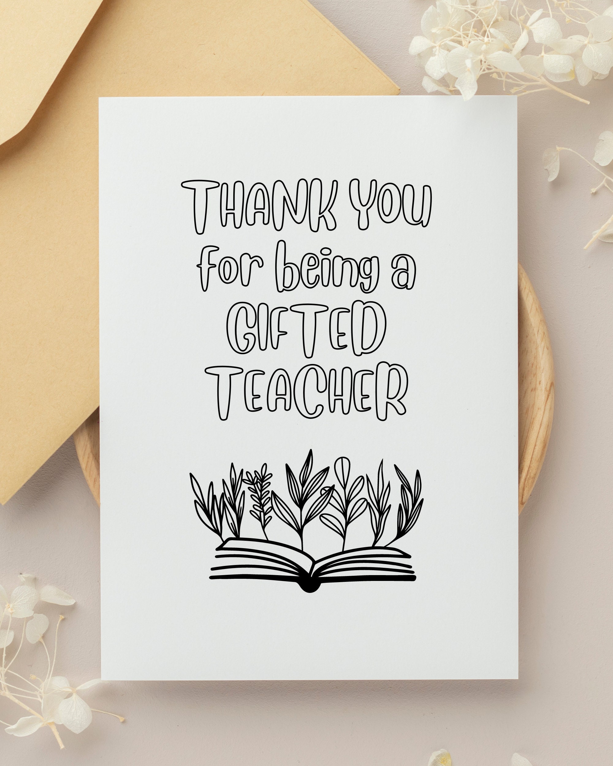 Printable Teacher Thank You Card, Coloring Card From Gifted & Talented ...