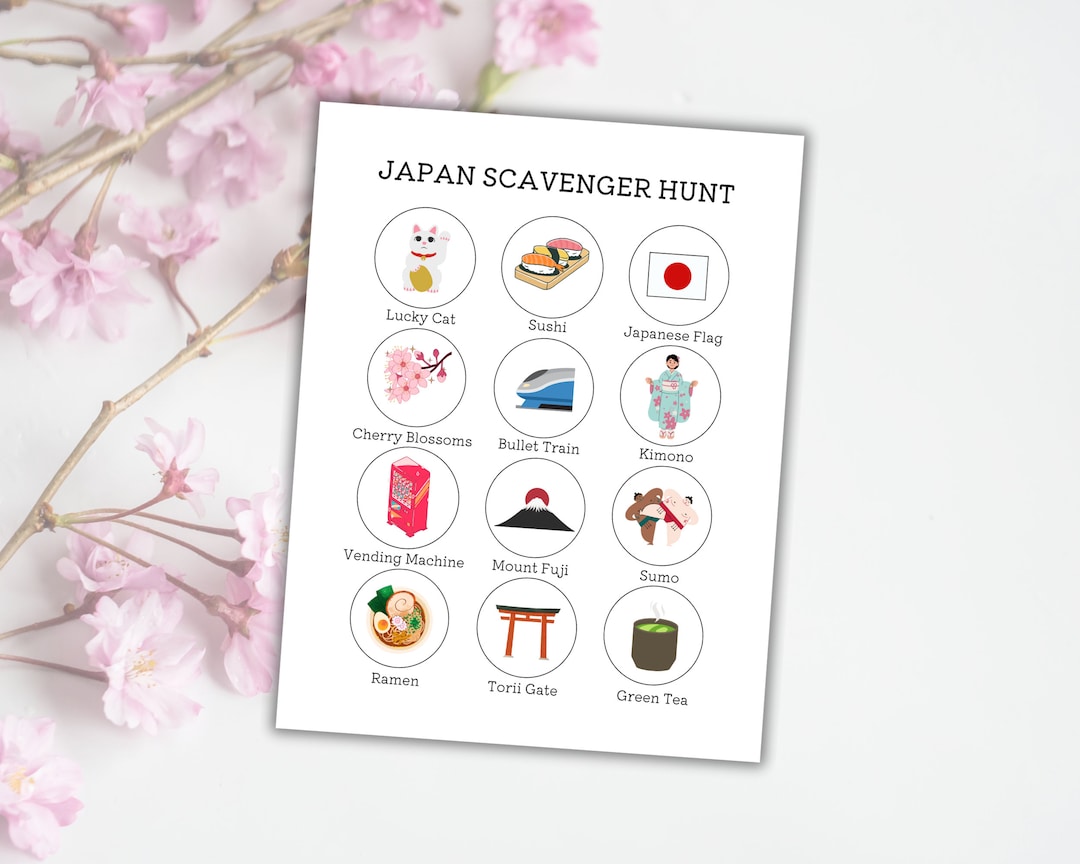 Japan Scavenger Hunt Printable, Tokyo Kyoto Travel Bingo, Family ...