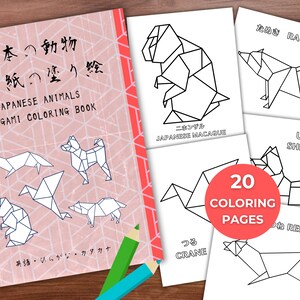 Japanese Coloring Book, Easy Origami Animal Sheet, Bilingual Kid ...
