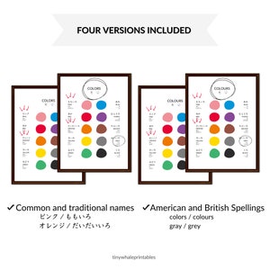 8 Japanese Bilingual Educational Posters, Hiragana Katakana Chart for ...