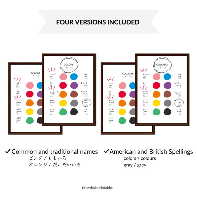 8 Japanese Bilingual Educational Posters, Hiragana Katakana Chart for ...