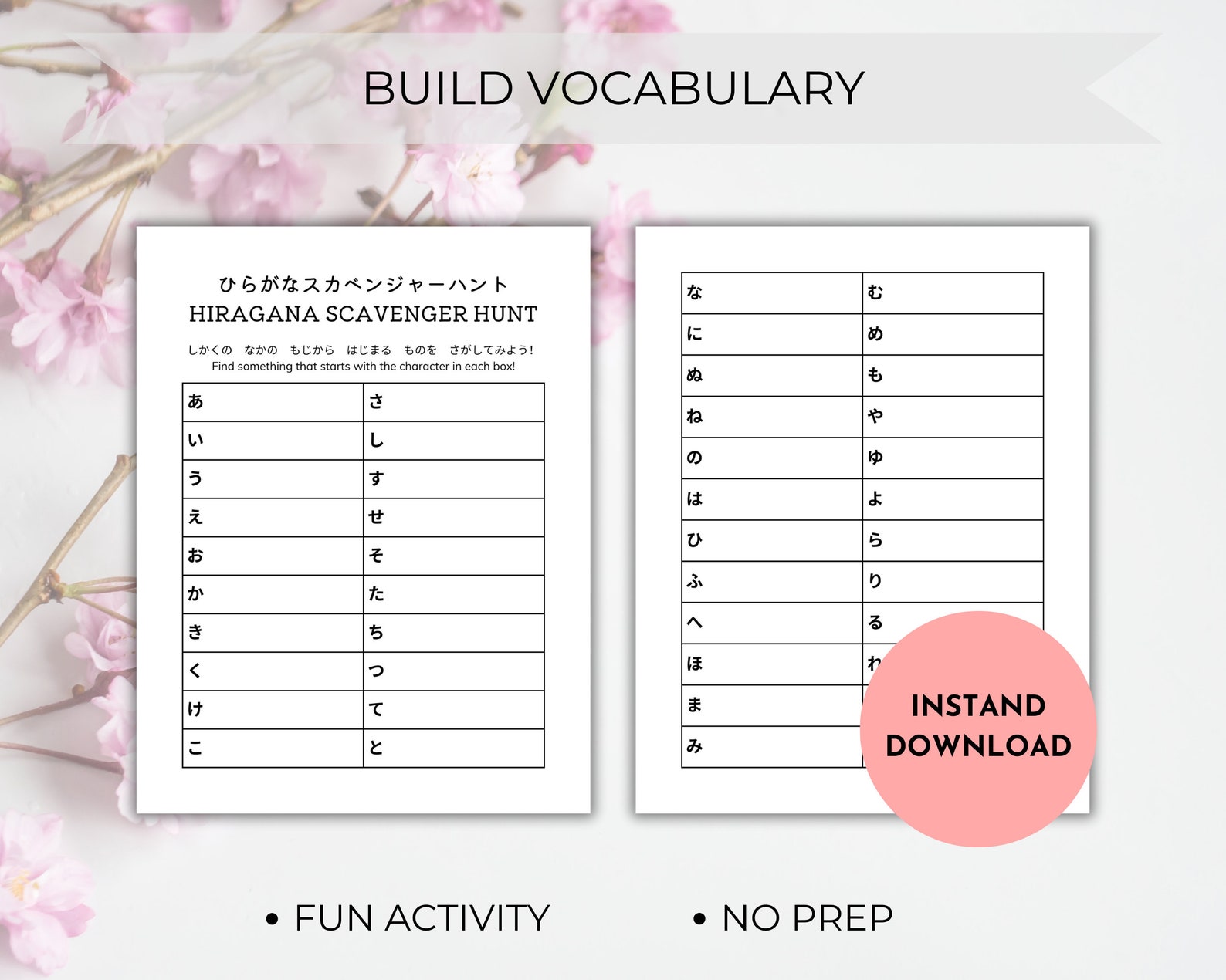 Japanese Hiragana Writing Practice Worksheet for Beginner, Alphabet ...