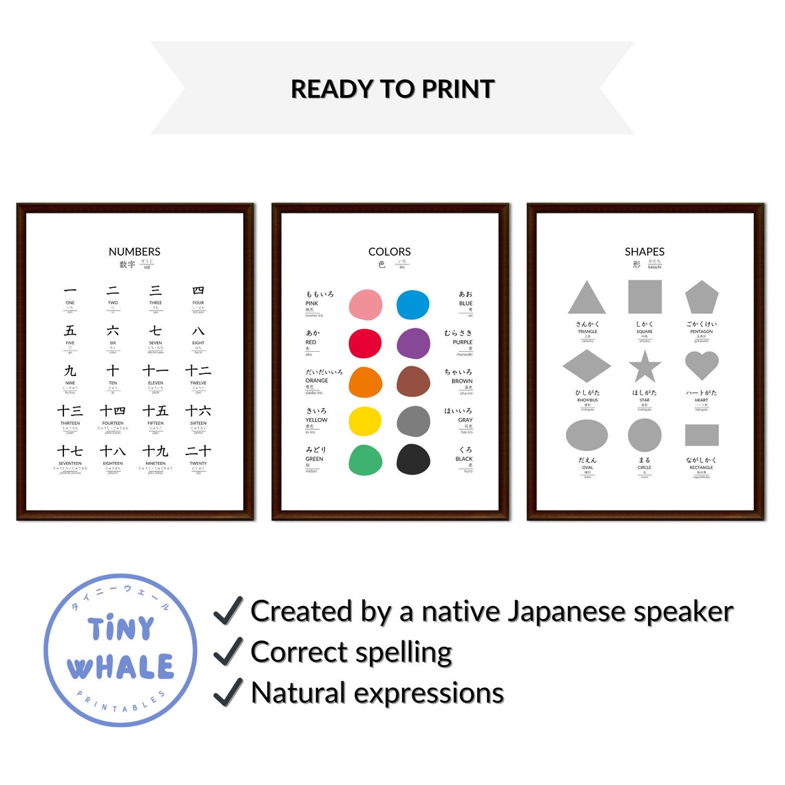 8 Japanese Bilingual Educational Posters, Hiragana Katakana Chart for ...