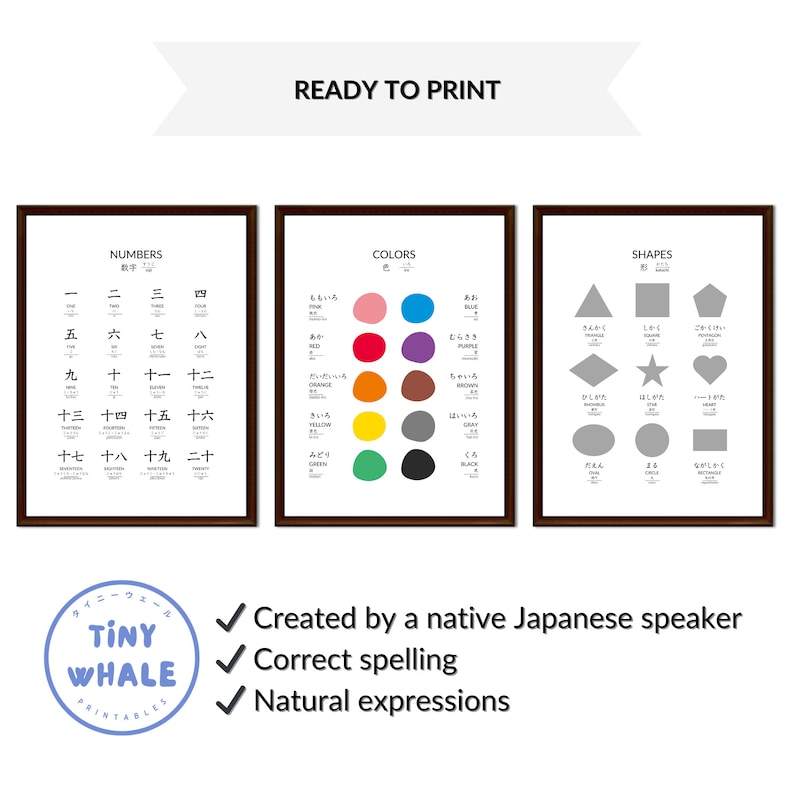 8 Japanese Bilingual Educational Posters, Hiragana Katakana Chart for ...