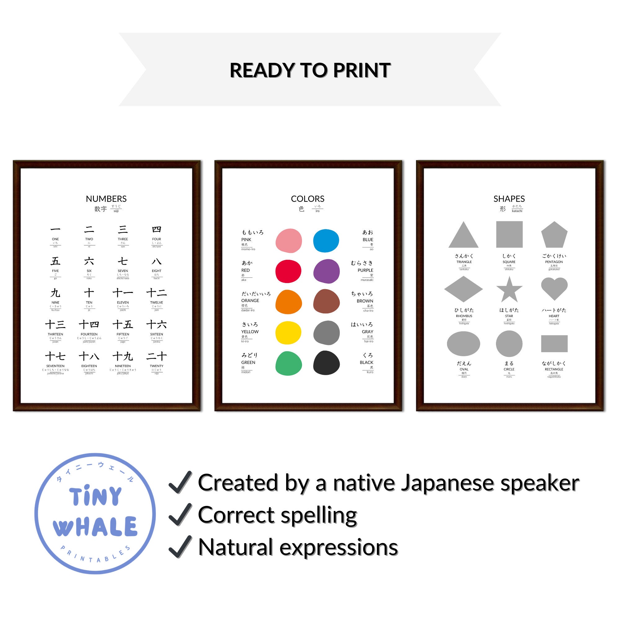 8 Japanese Bilingual Educational Posters, Hiragana Katakana Chart for ...