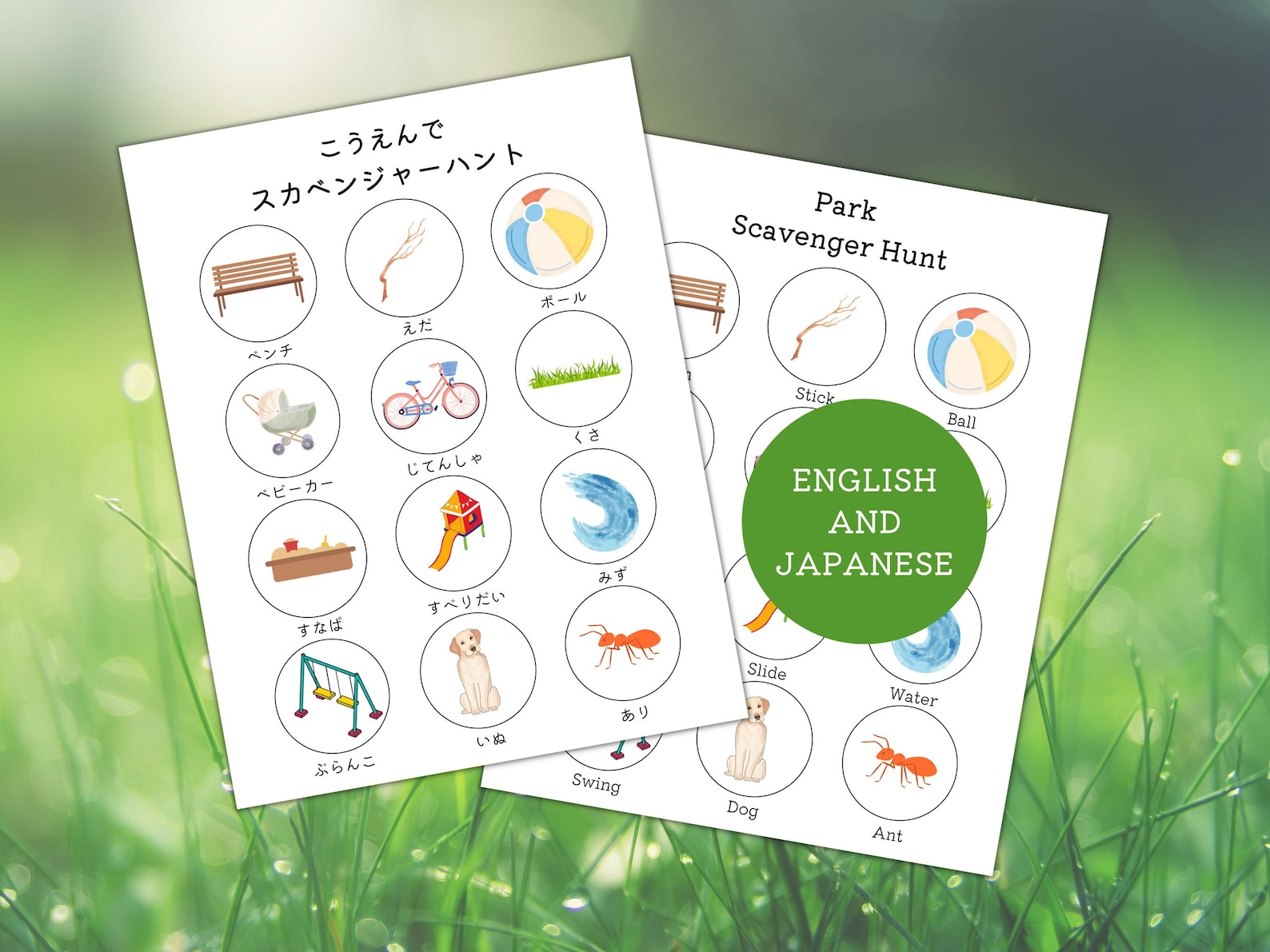 Japanese and English Bilingual Park Scavenger Treasure Hunt for Kids ...