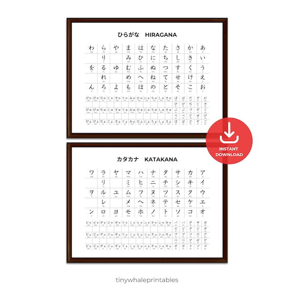 Hiragana Katakana Full Chart With Romaji & Stroke Order, Complete - Etsy UK