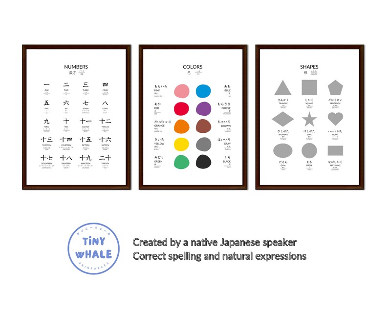 8 Japanese Bilingual Educational Posters, Hiragana Katakana Chart for ...